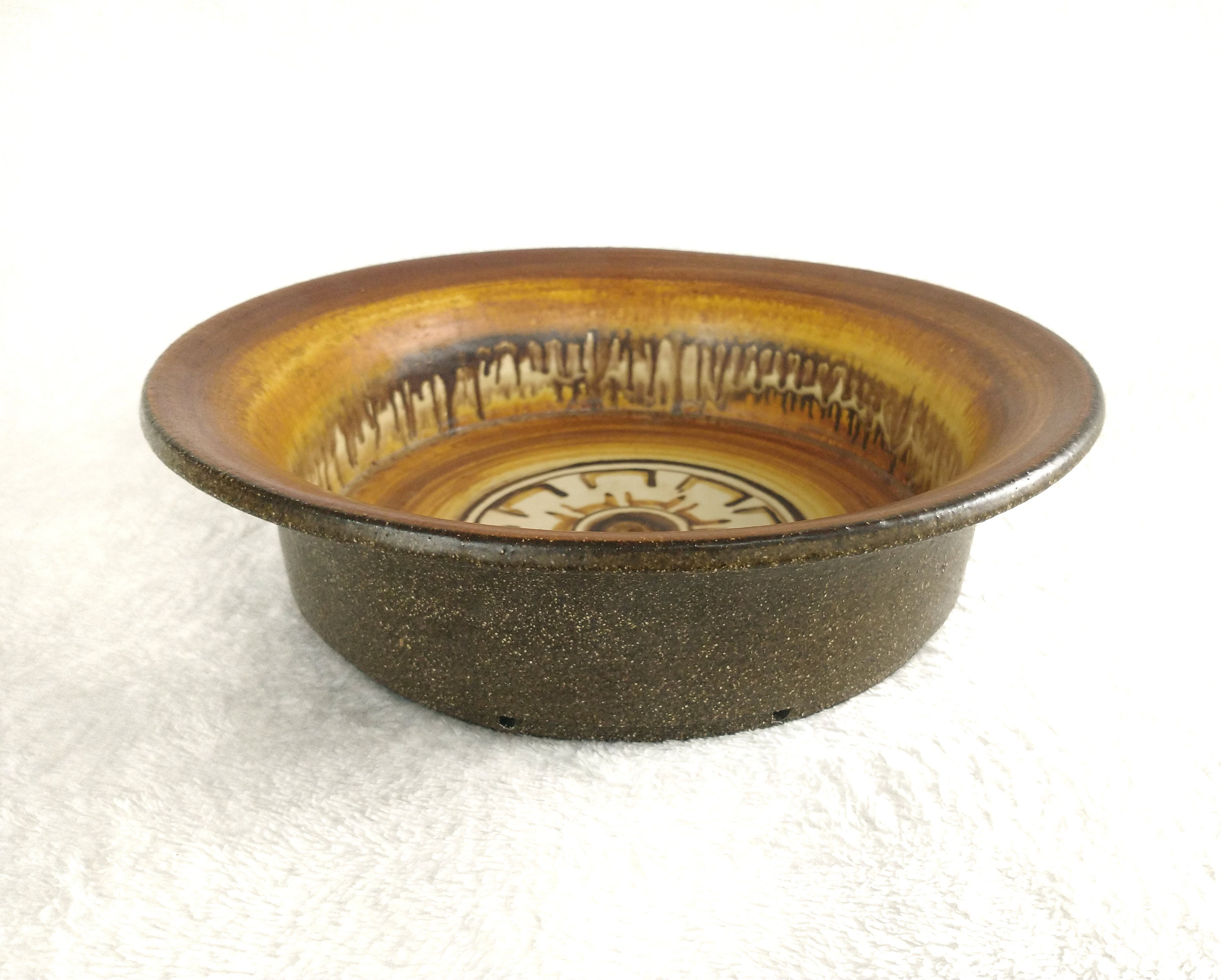 Vtg BJ Keramik Denmark Bente Jessen Art Studio Pottery Handmade Earthen Colors Large Bowl Danish ...