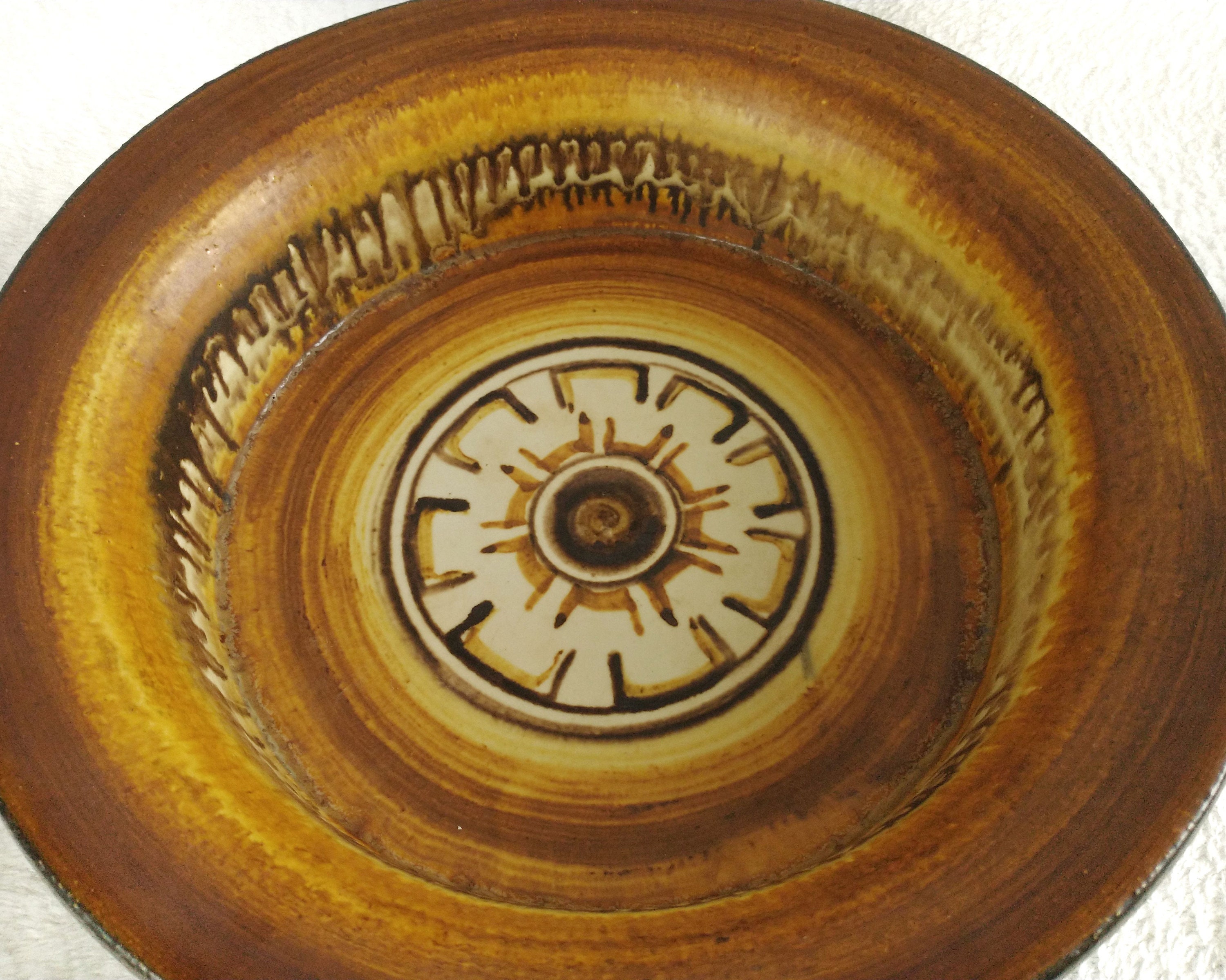 Vtg BJ Keramik Denmark Bente Jessen Art Studio Pottery Handmade Earthen Colors Large Bowl Danish ...