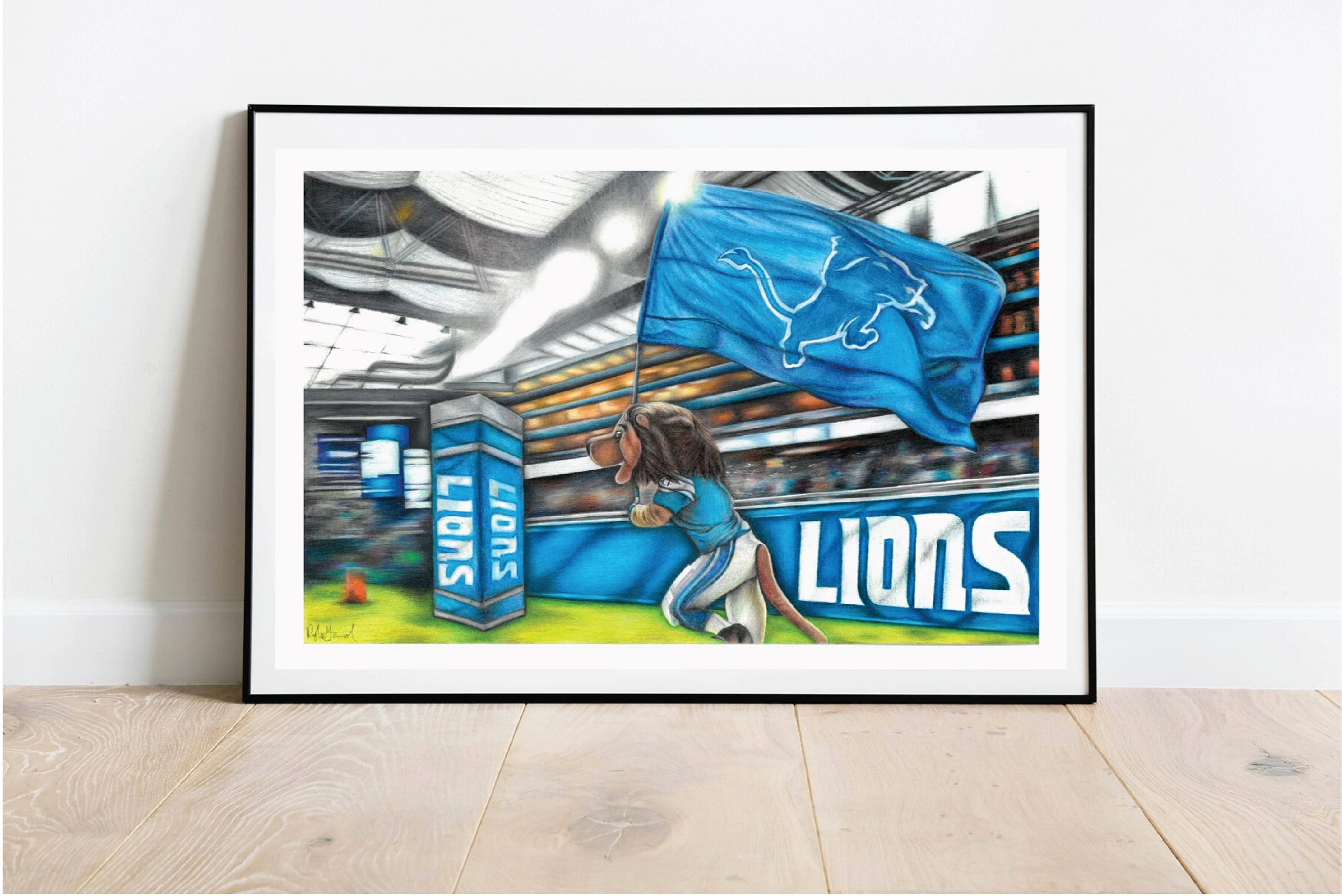 Limited Edition Detroit Lions Custom Drawing Print, NFL Fan Art ...