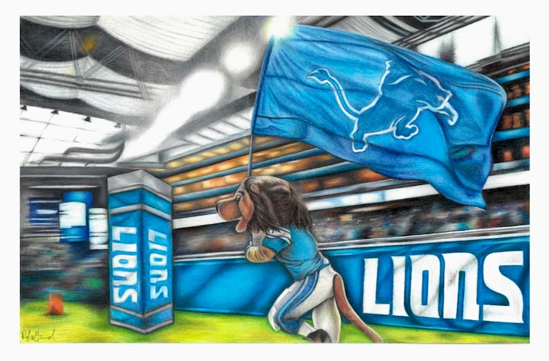 Limited Edition Detroit Lions Custom Drawing Print, NFL Fan Art ...