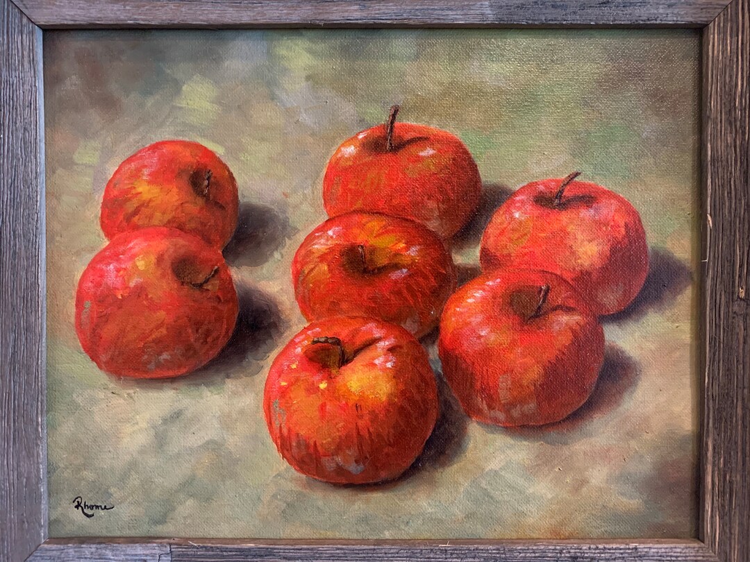 Seven Red Apples, Original Oil Painting on Canvas, Texas Still-life Art ...