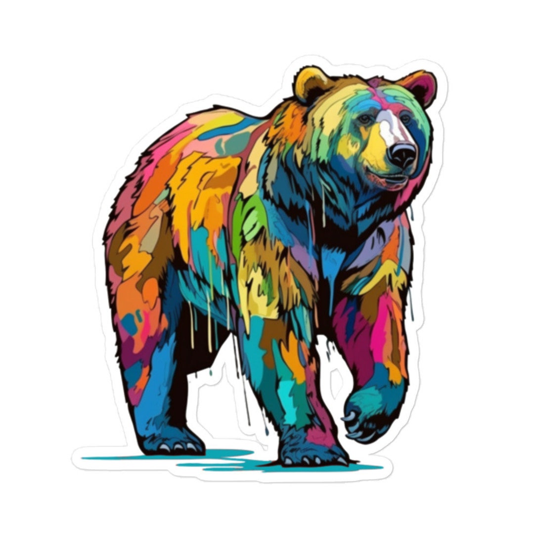 Pop Art Grizzly Bear, Splatter Paint Wildlife, Yellowstone Wildlife ...