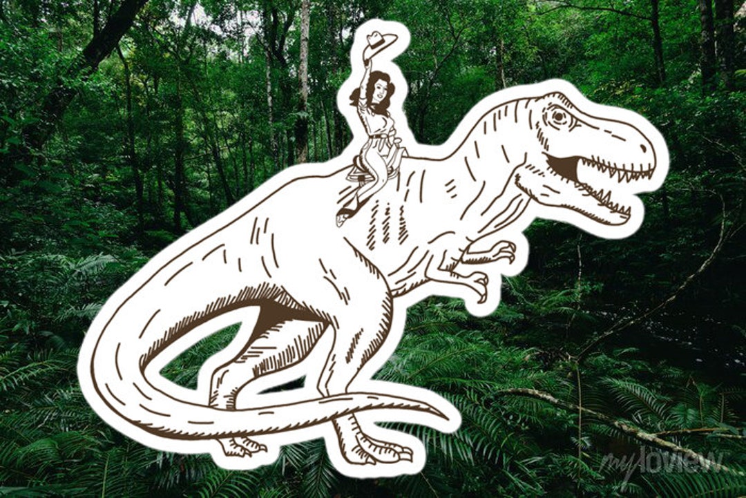 T-rex Cowgirl - Dinosaur Rodeo - Paleontology Vinyl Sticker - Etsy