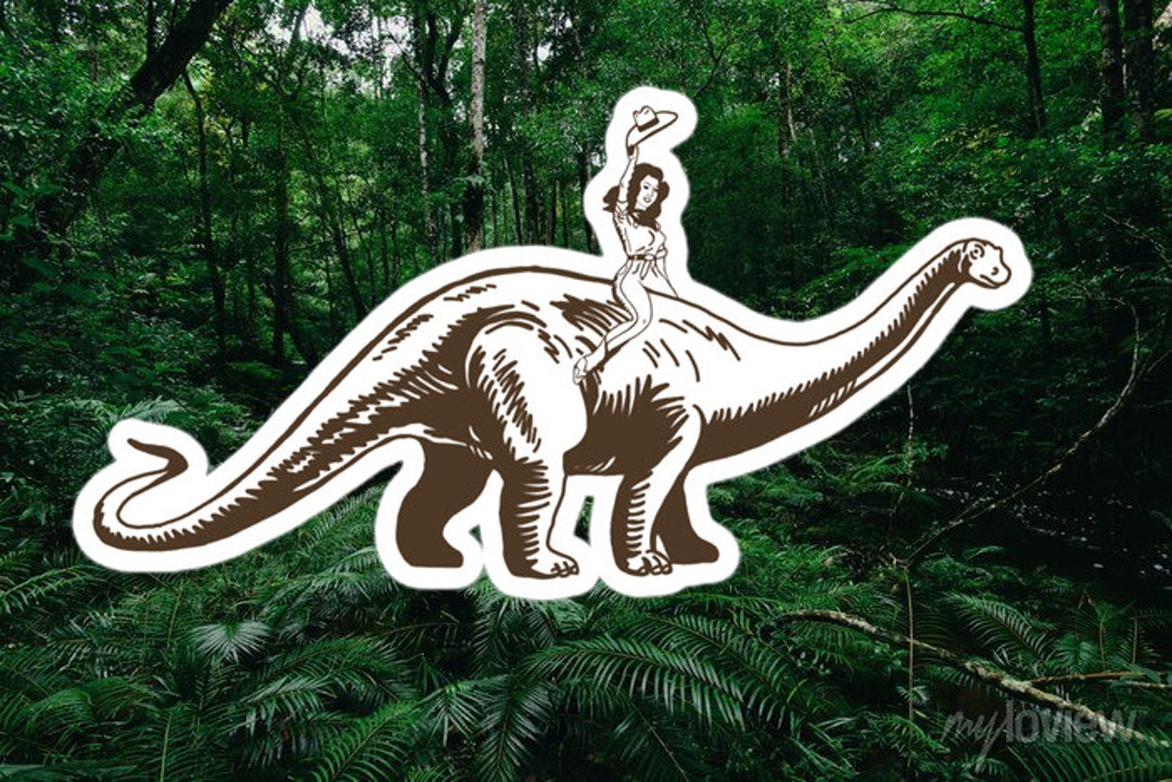 Brontosaurus Cowgirl - Dinosaur Rodeo - Vinyl Sticker - Etsy