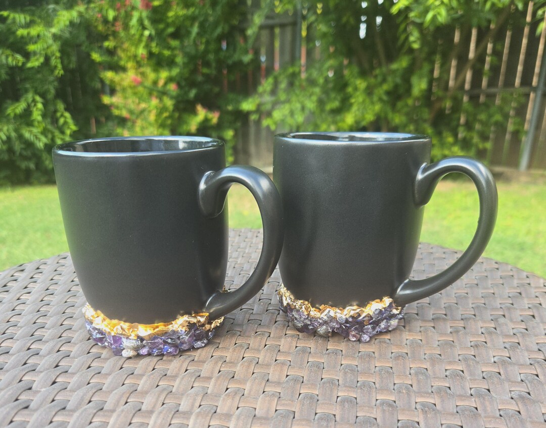 Amethyst Mug | Amethyst Crystals | Geode Mug | Mug Set | Black Mug Set ...