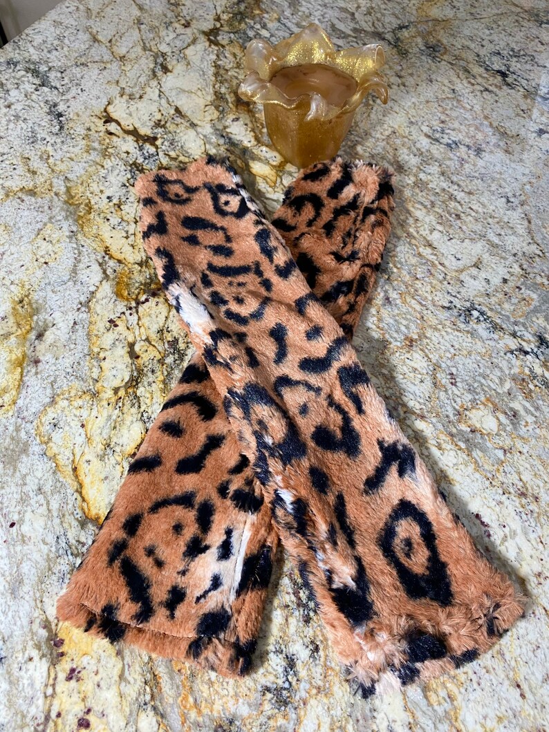 Faux Fur Fingerless Gloves, Animal Print Arm Warmers - Etsy