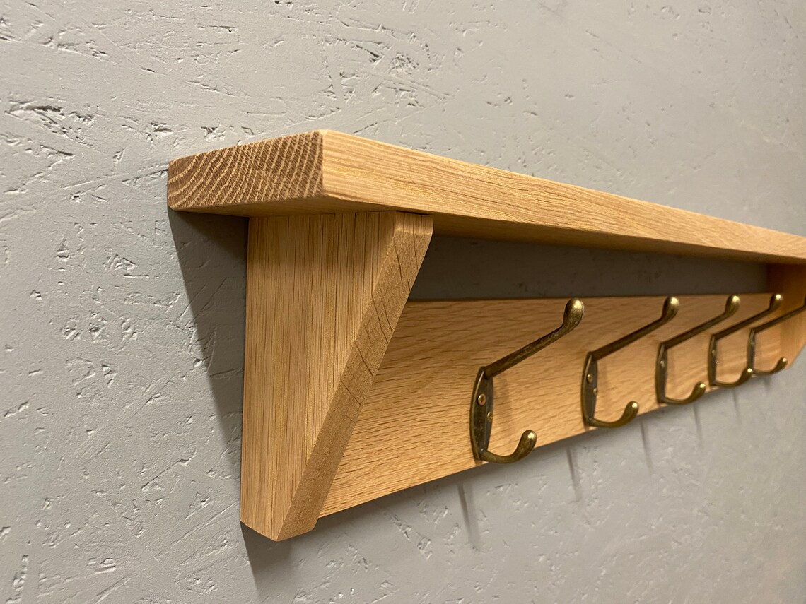 Solid Oak Coat Rack With Shelf - Etsy