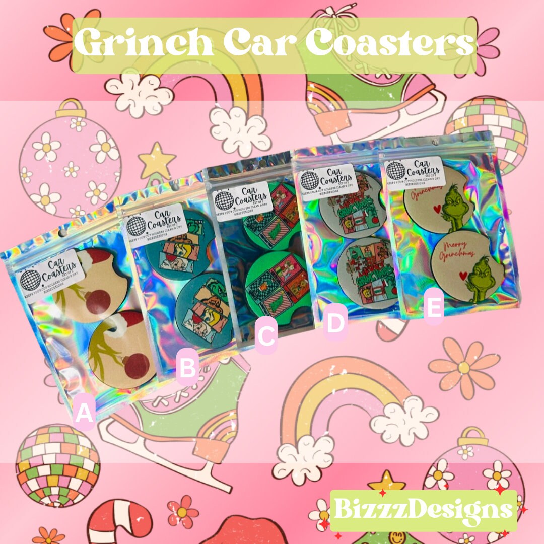 Grinch Car Coasters the Mean One Christmas Car Coasters Grinch Car ...