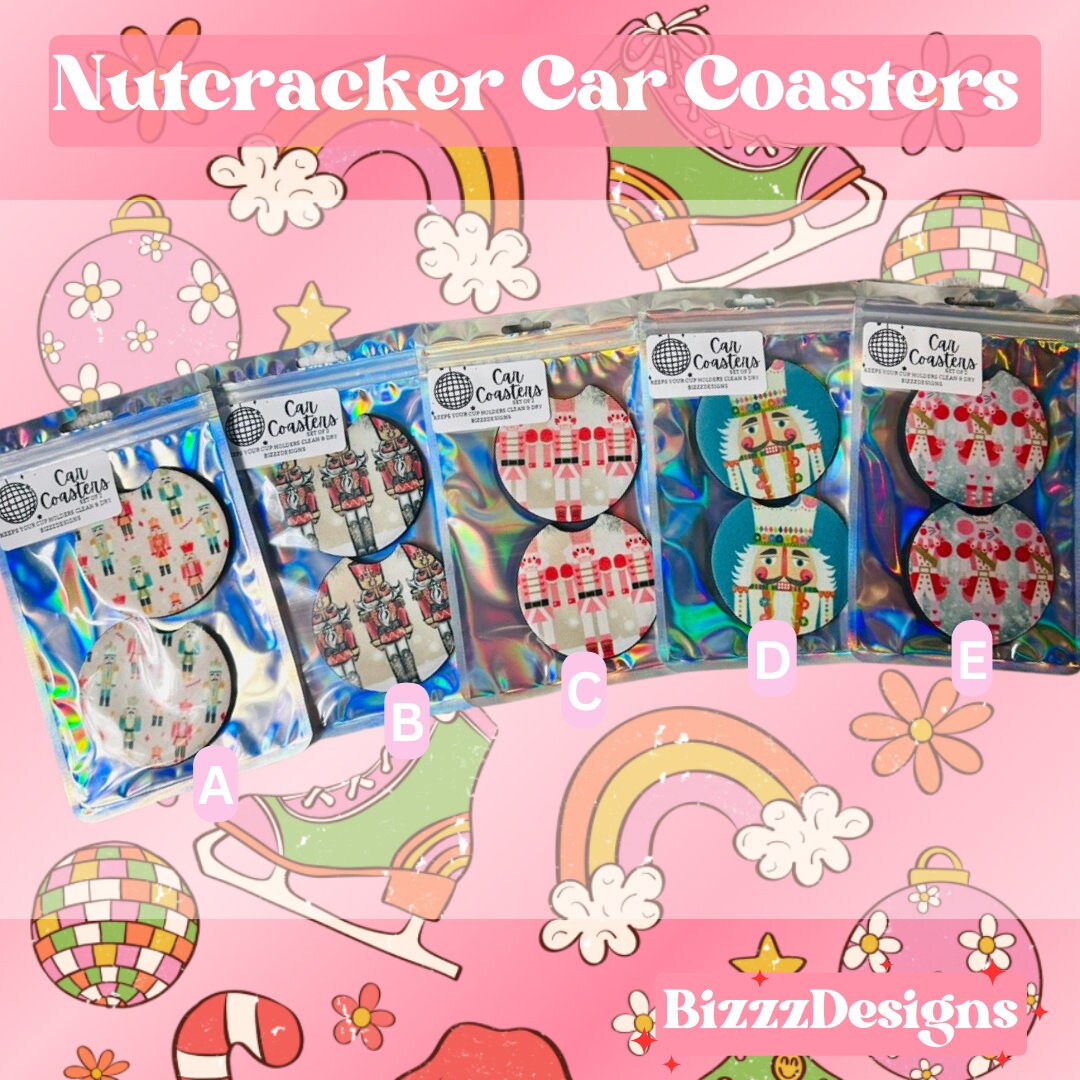 Nutcracker Car Coasters Pink Nutcracker Christmas Car Coasters Pink ...