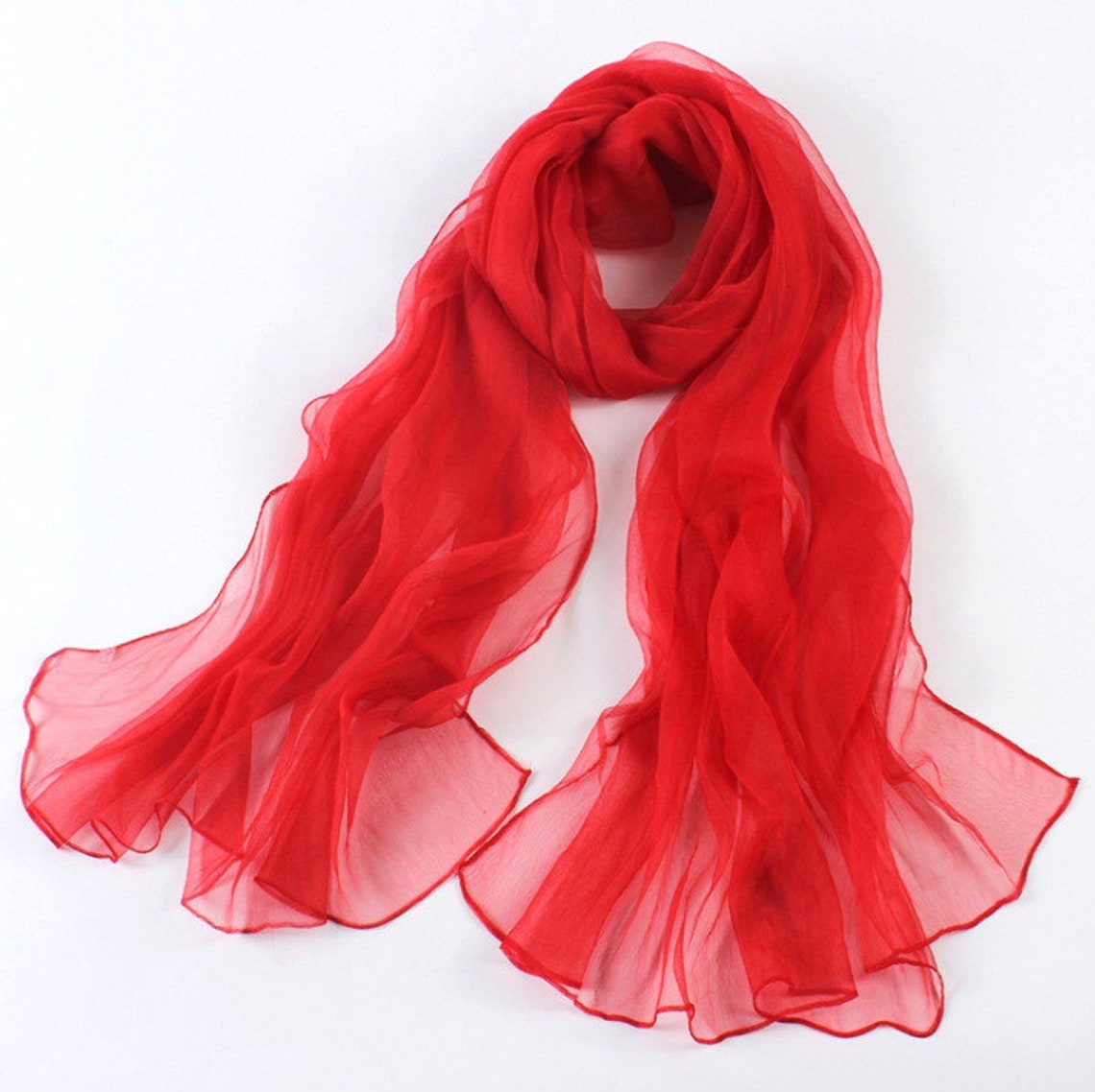 100% Silk Scarf Pure Silk Long Scarf Large Chiffon Scarf | Etsy