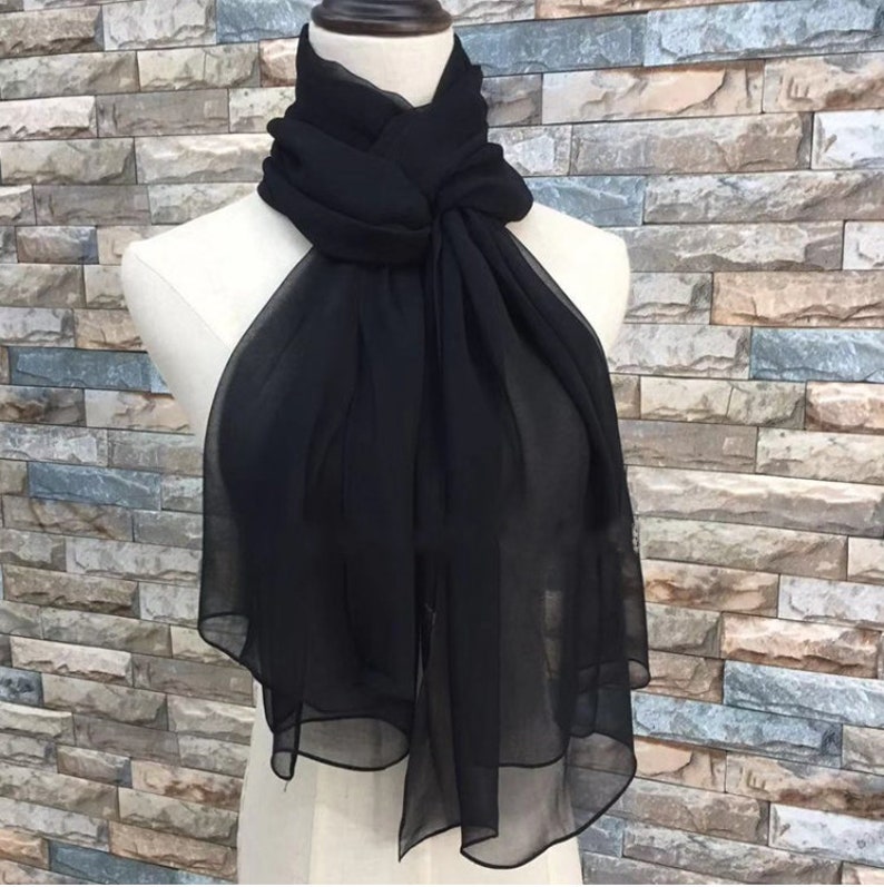 100% Silk Scarf Pure Silk Long Scarf Large Chiffon Scarf - Etsy