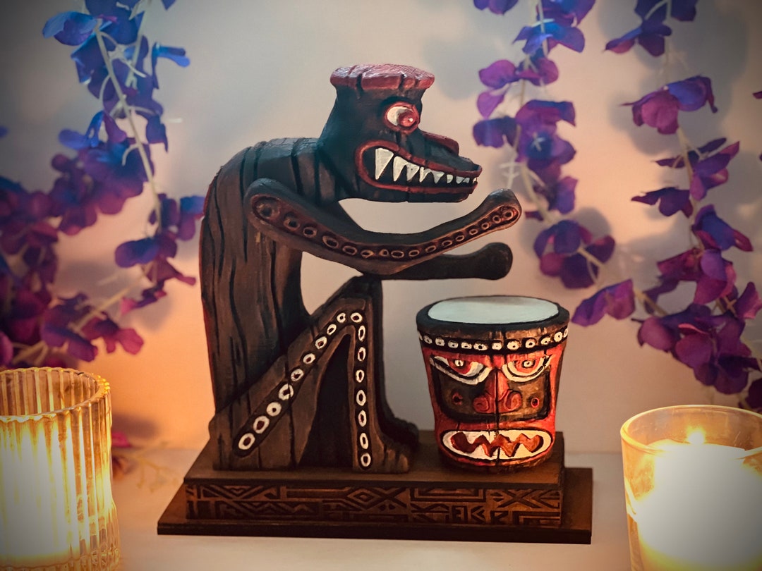 Tiki Drummer Statue/ Enchanted Tiki Drummer - Etsy