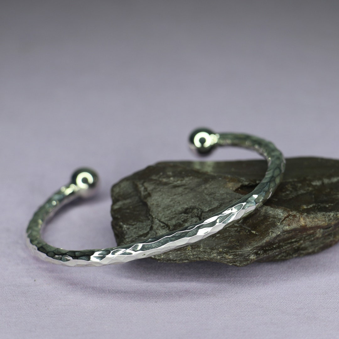 Men's Gent's Sterling Silver Hammered Polished Torque Bangle, 36g - Etsy