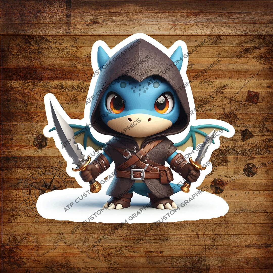 Cute Dragon Rogue, DND Class Sticker, Dungeon Master Gift, Waterproof ...