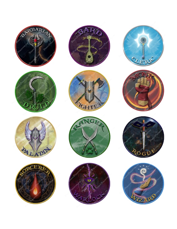 DND Class Stickers Dungeons and Dragons Class Sticker Set - Etsy