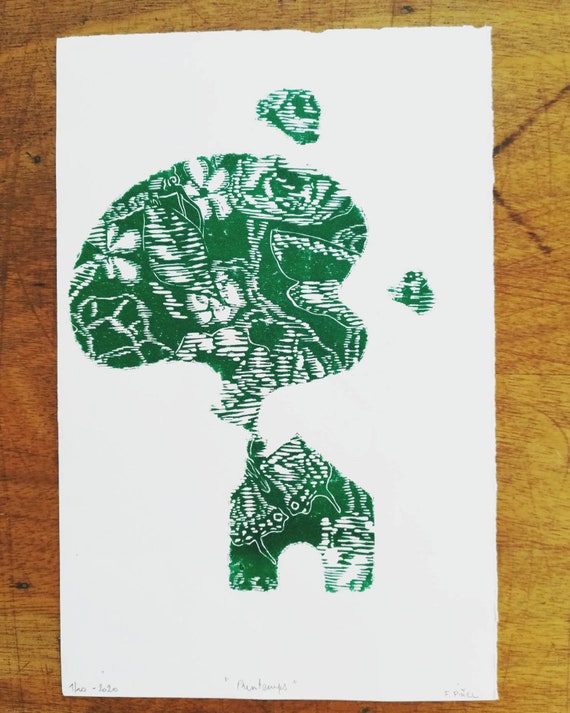 Original Linocut. Spring. | Etsy