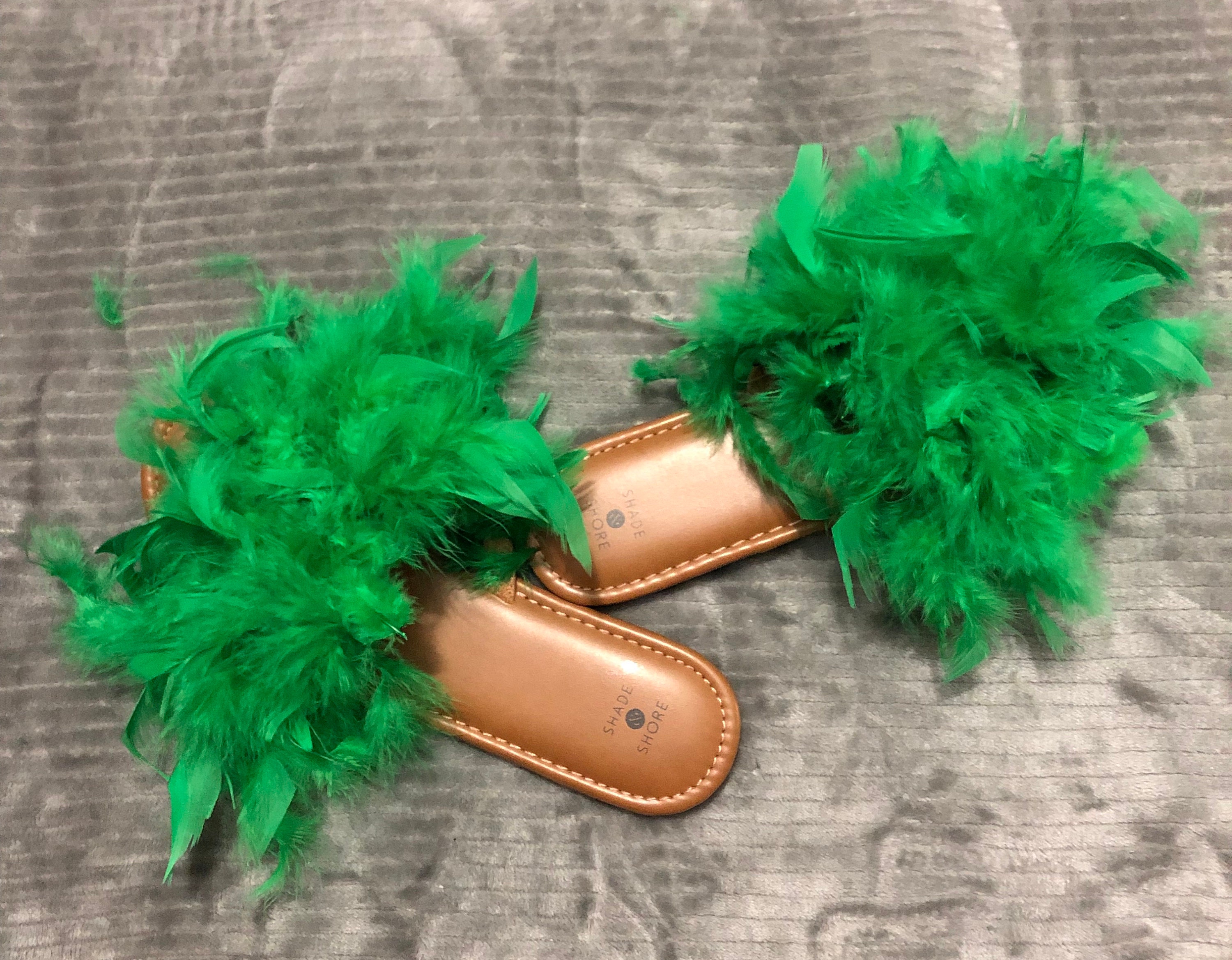 Green Feather Slides - Etsy