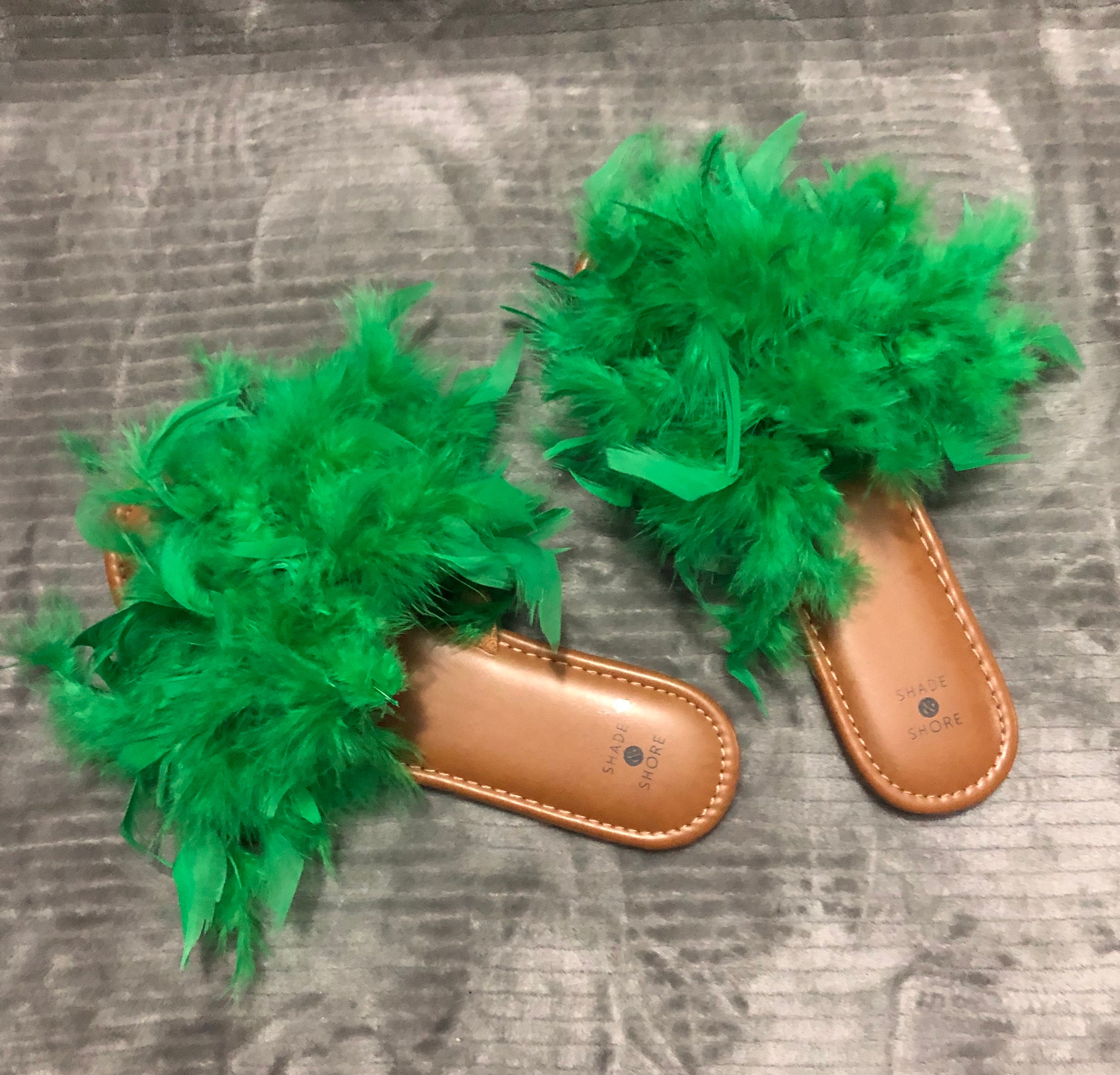 Green Feather Slides - Etsy