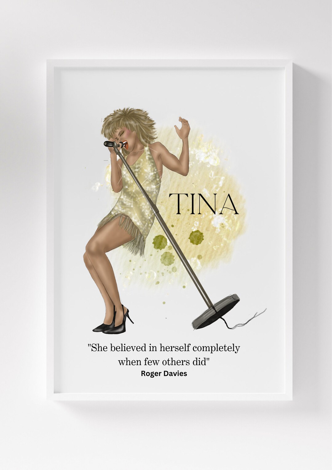 Tina Turner Print, Hand Drawn Illustration, Inspirational Quote, Icon ...