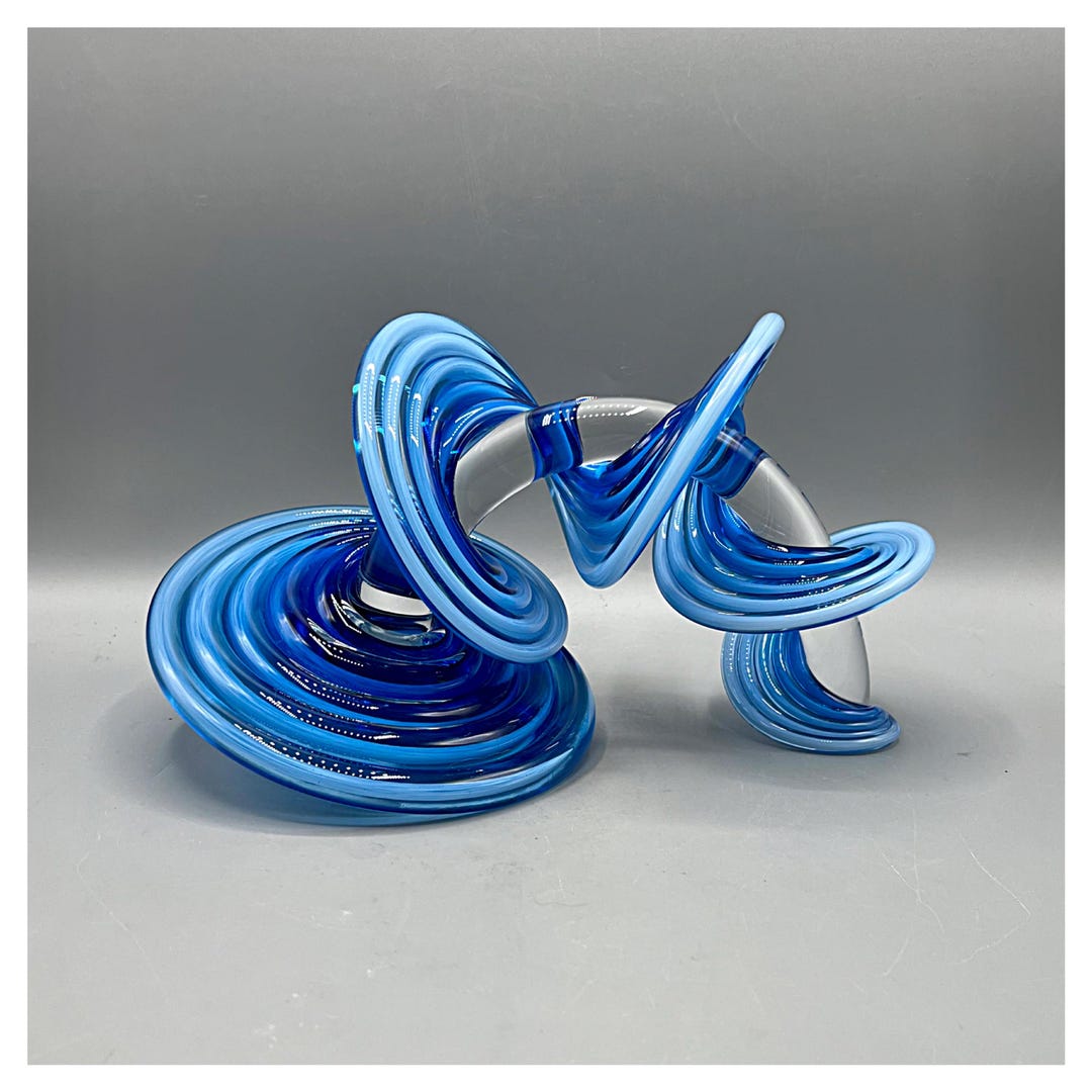 THOMAS KELLY HEECHEE Art Glass Sculpture Blue Spiral Probe 2008 ...
