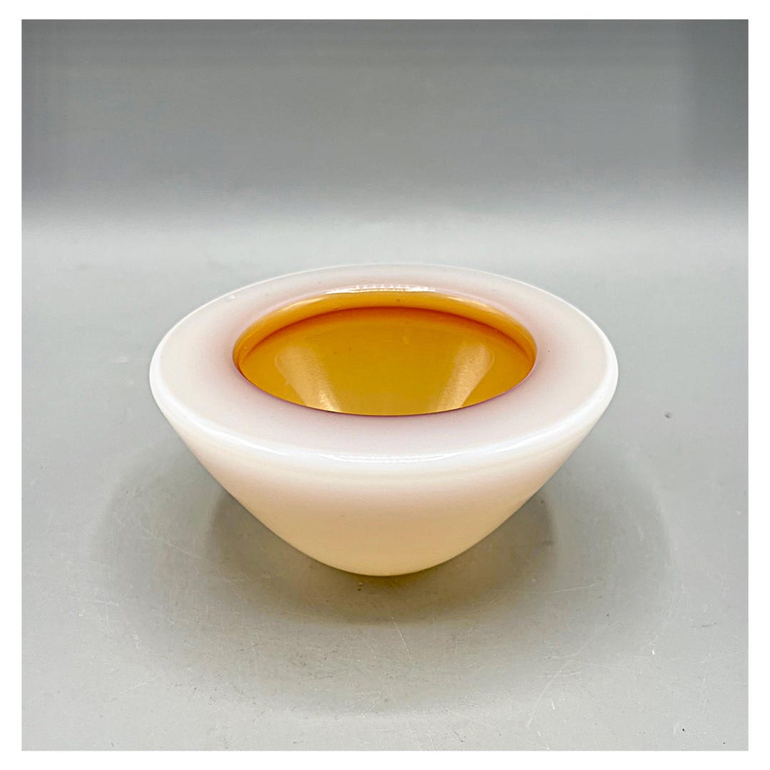 ARCHIMEDE SEGUSO Attributed Murano Glass Ashtray Alabaster White Orange ...