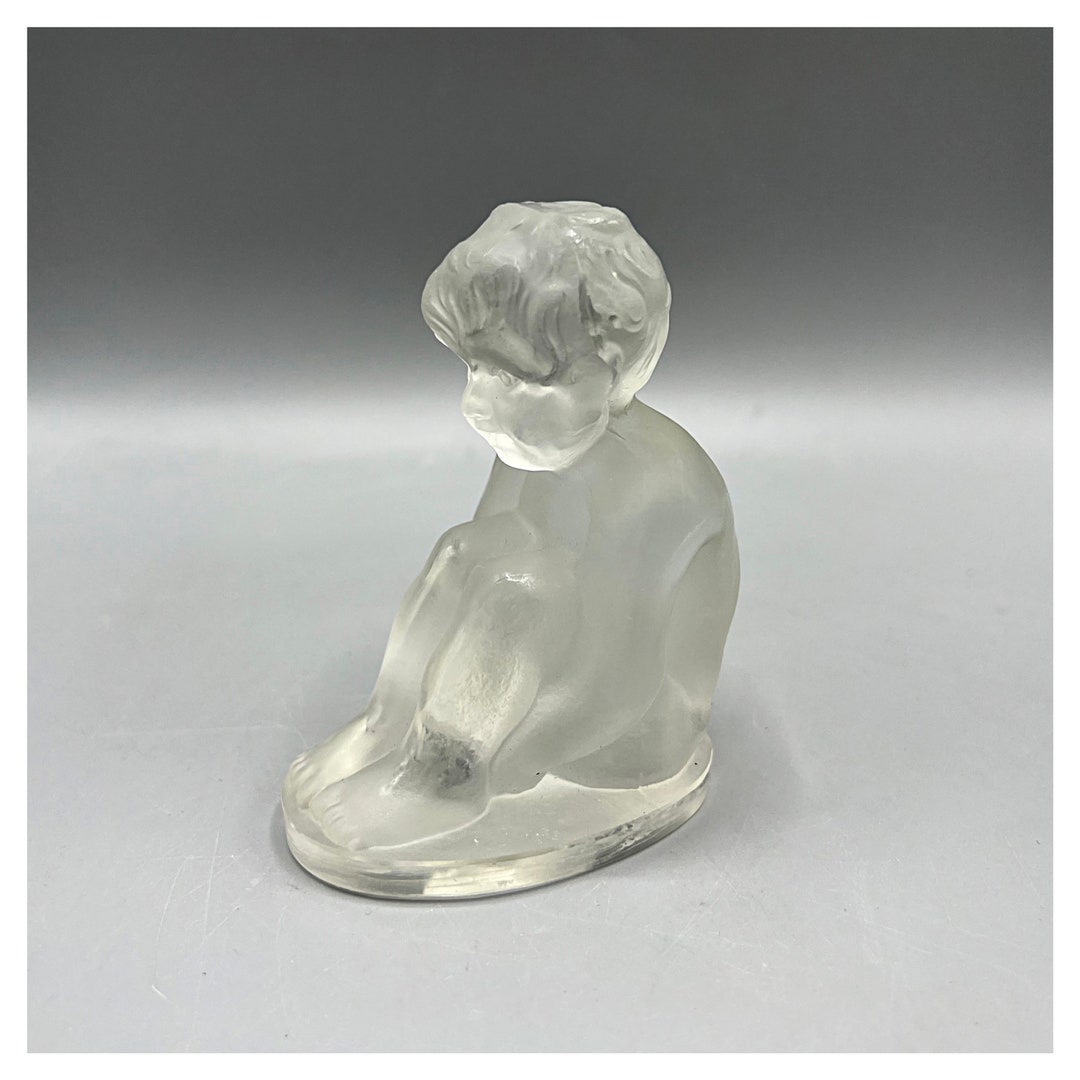 HEINRICH HOFFMANN Figurine Boy Sitting Matt Pressed Glass Frantisek ...