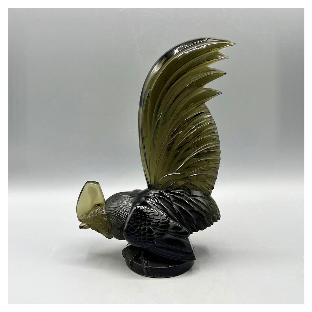 RENÉ LALIQUE Coq Nain Car Mascot 1135 Sculpture Figure Rooster Crystal ...