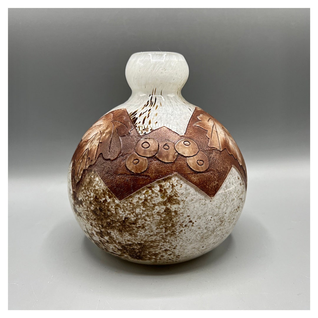 LEGRAS François-theodore Glass Vase Marbling Cameo FRENCH Art Deco ...