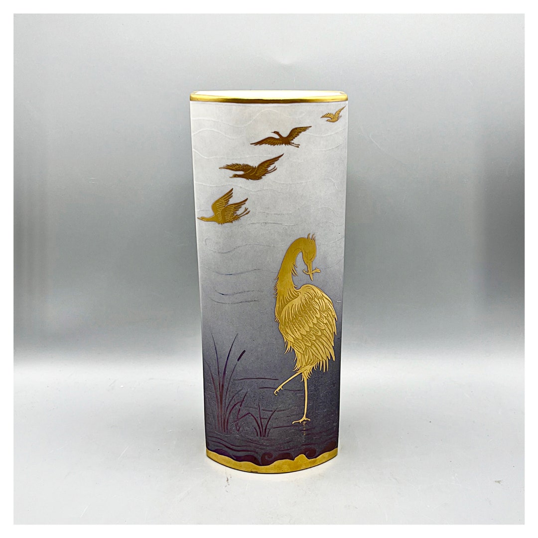 Art MORBELLI GOLD 24 kt BOREA Vase Porcelain Italy ceramics Oriental ...