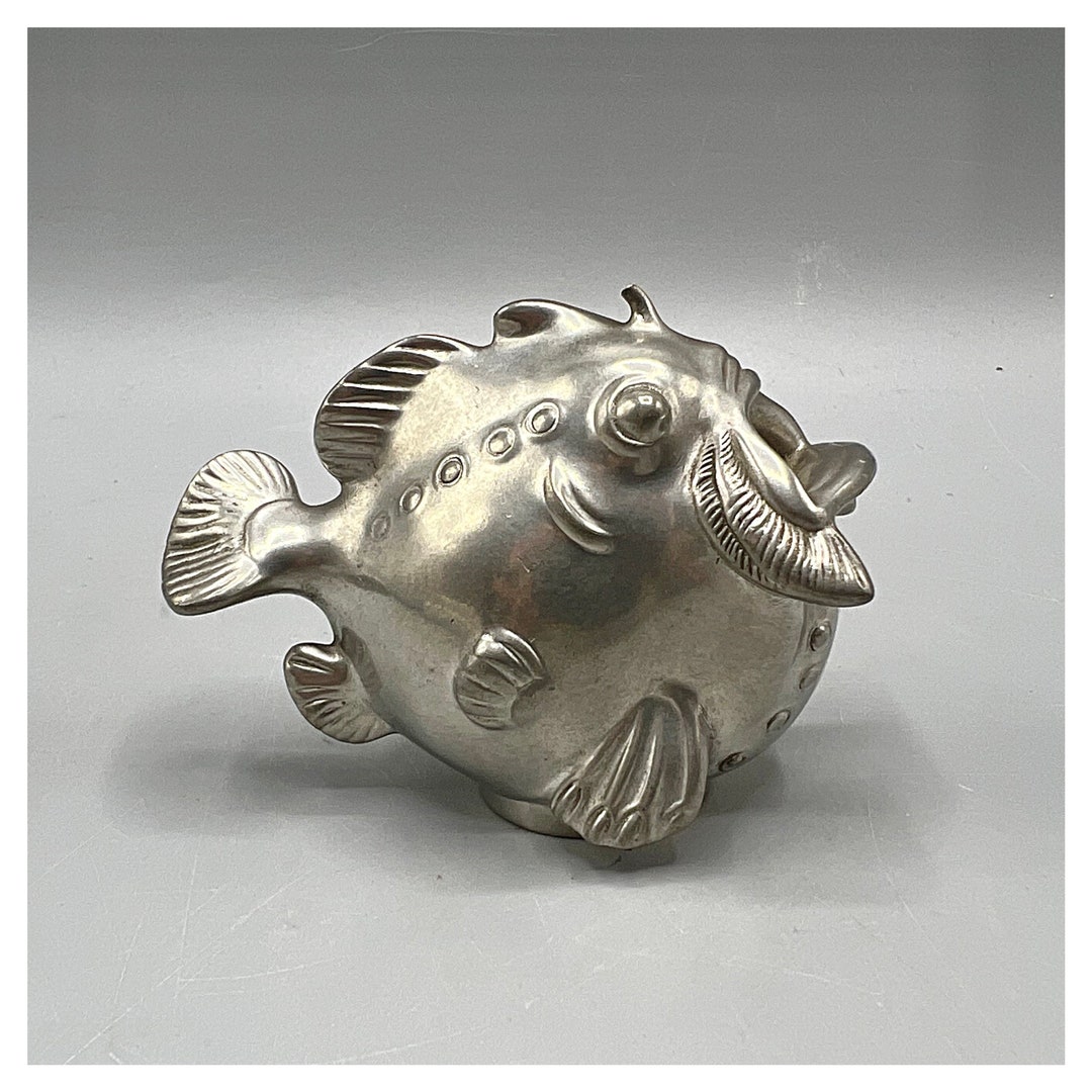 JUST ANDERSEN Figure Grotesque Fish Design Iron Pewter Art Deco Style ...