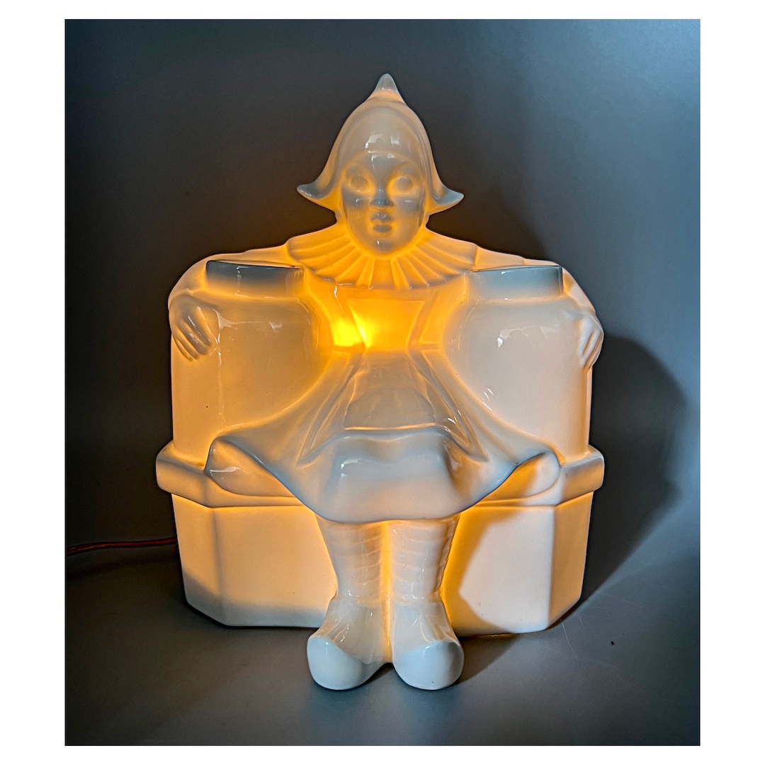 ARMAND GODARD Lamp Perfume Essence LIMOGES Burner Oil Sculpture Rare Porcelain Harlequin Art ...