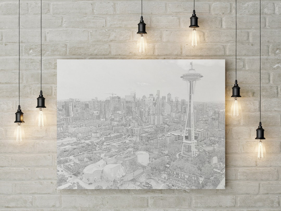 Seattle Skyline Canvas Print – Abstract Washington City Wall Art - Etsy