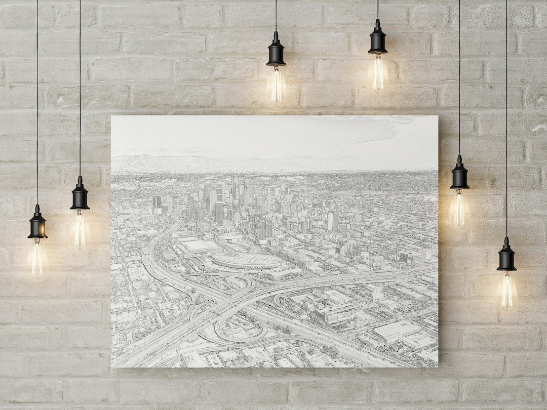 Los Angeles, California | Abstract Art Skyline Canvas - Etsy