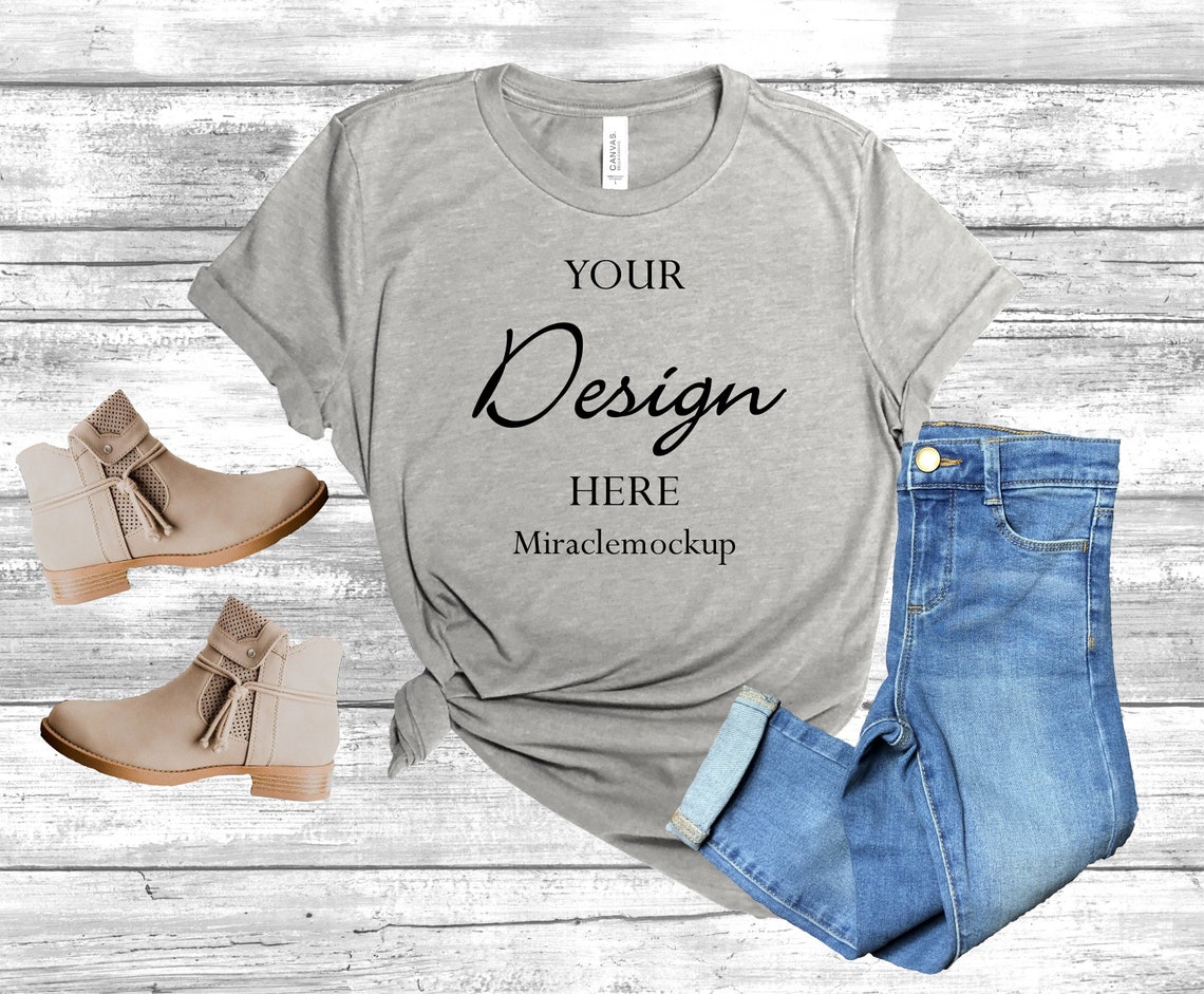 Bella Canvas Athletic Heather 3001 Mockup Shirt Unisex grau - Etsy.de