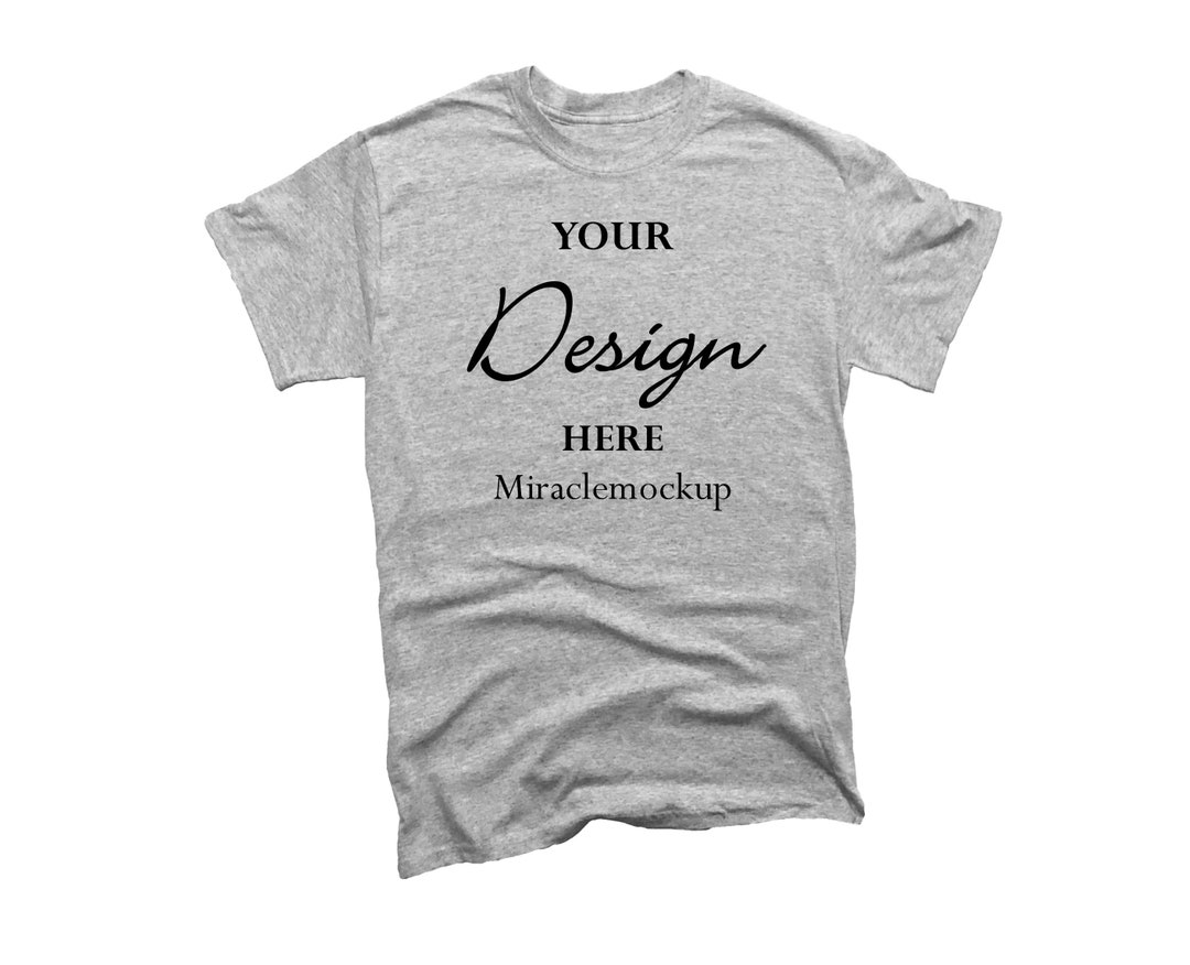 Sport Grey Tag Less Mock up Shirt White Background Without Tag Gildan ...