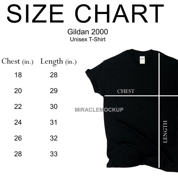 Mens Tee Size Chart - Etsy