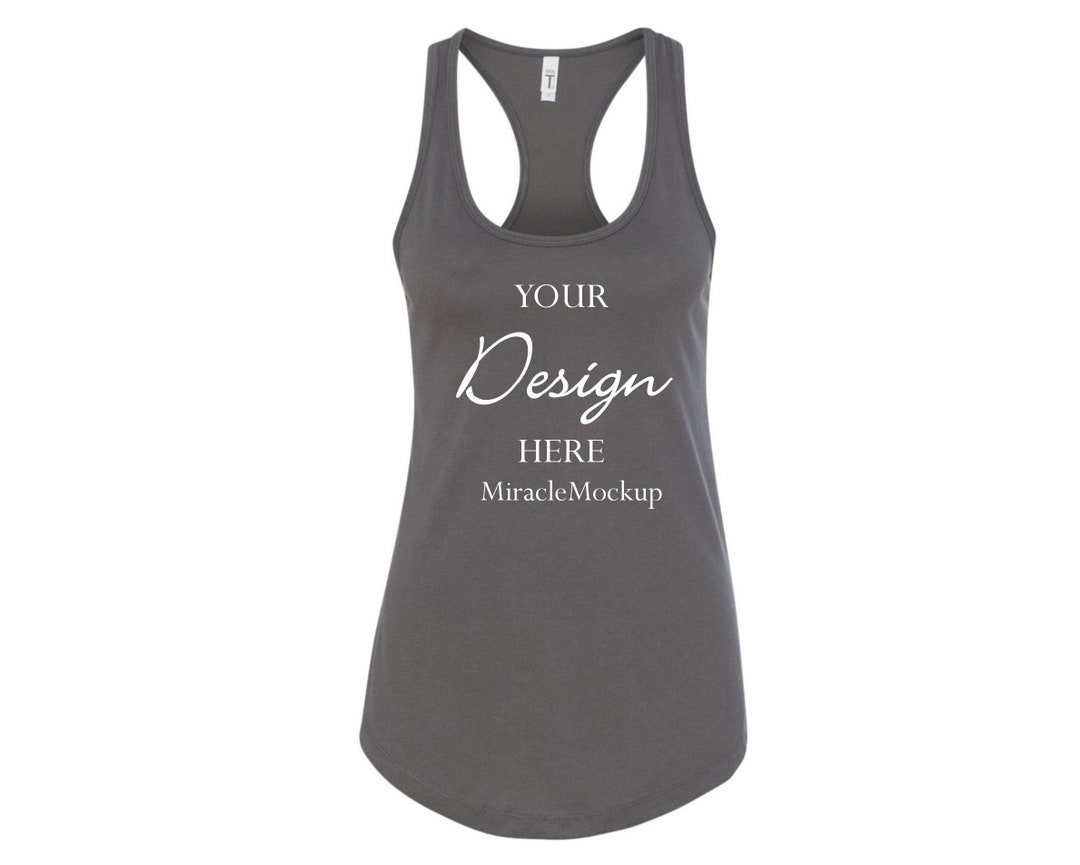Next Level Tank Top Dark Gray Mockup Grey Racerback Women's Flat Lay ...