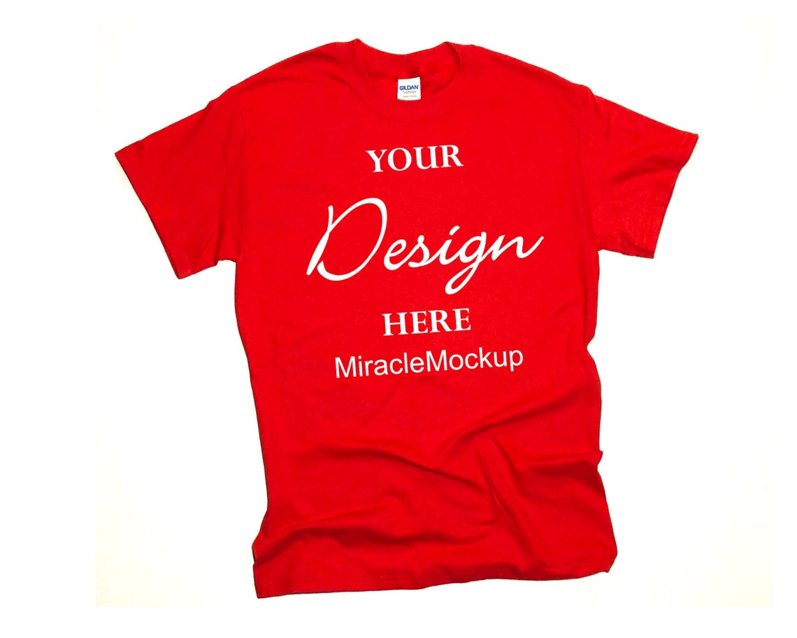 Red Gildan Softstyle Mock Up T Shirt 64000 Mockup White Etsy