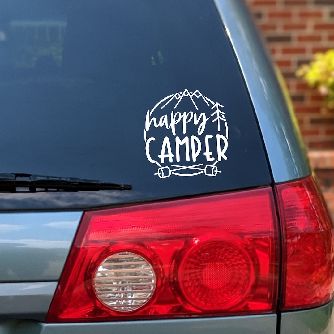 Happy Camper Decal, Camping Lover Gift, Camping Car Decal, Camping Car ...