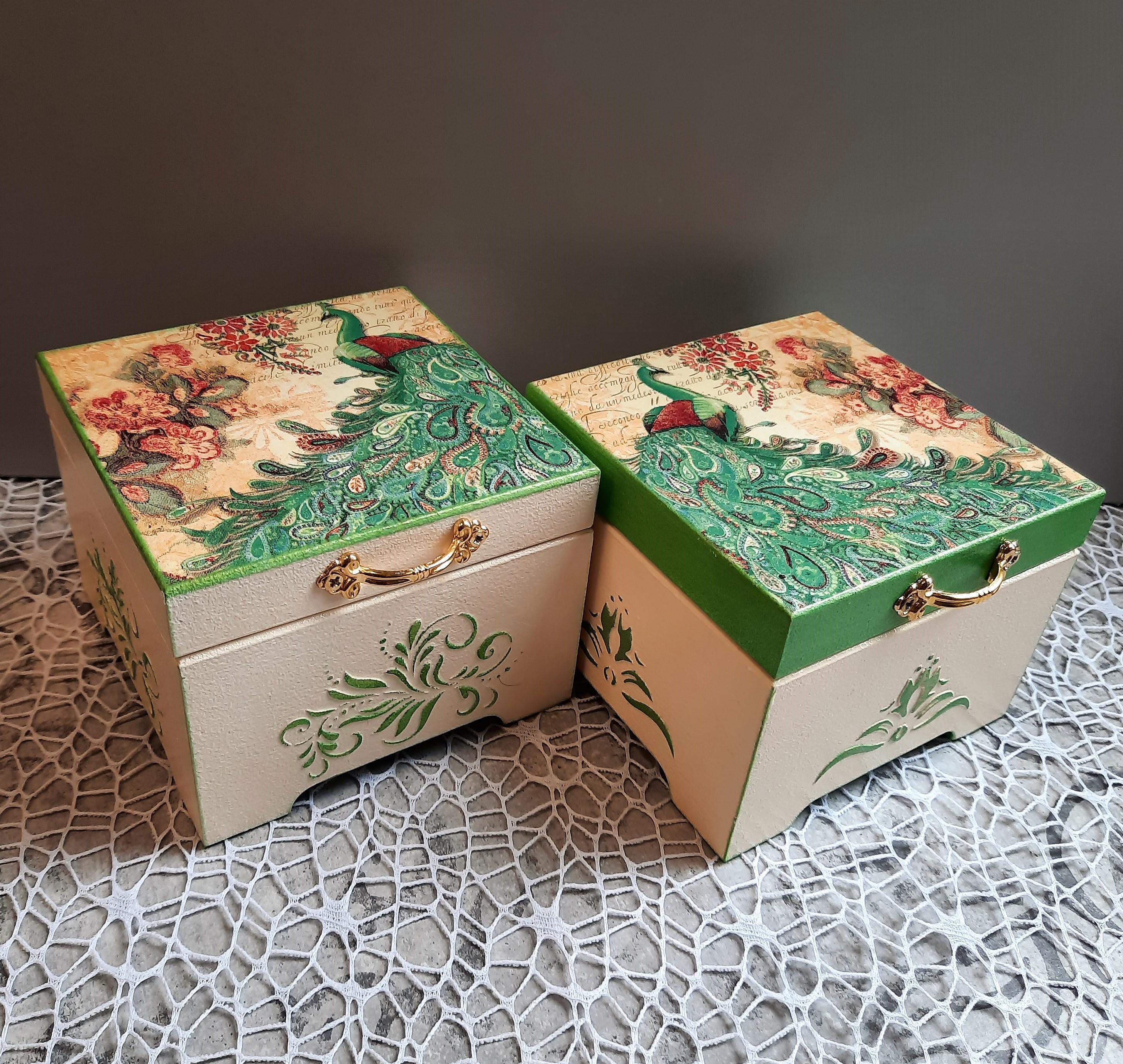 Peacock Print Wooden Jewelry Box: Handmade Keepsake Box - Etsy