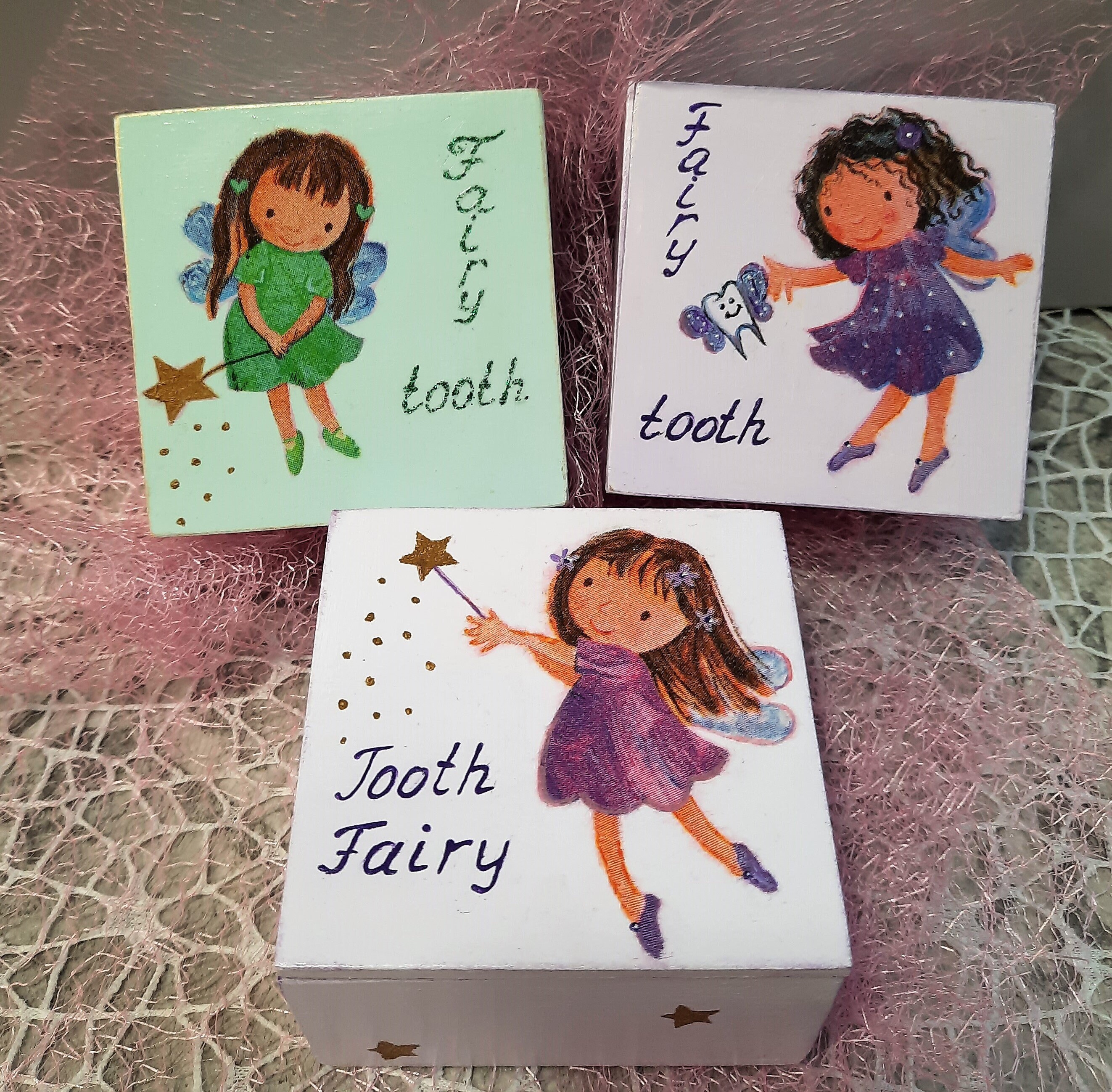 Tiny Baby Teeth Box, Tooth Fairy Gift ,cute Handmade Decoupage Box ...