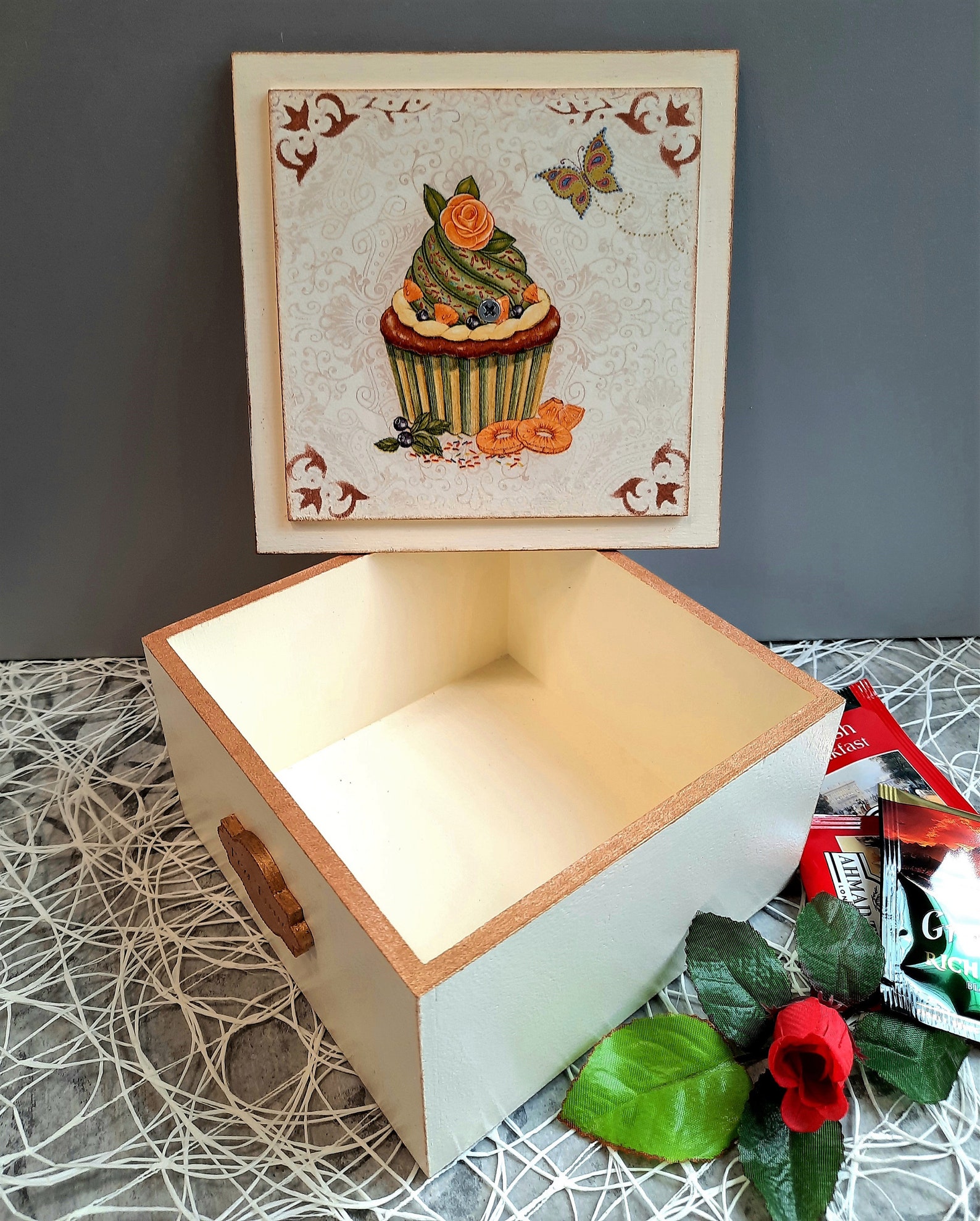 Tea Box, Sweet Box, "tea Time", Kitchen Decoration, Kitchen Table ...