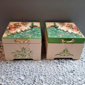 Peacock Print Wooden Jewelry Box: Handmade Keepsake Box - Etsy