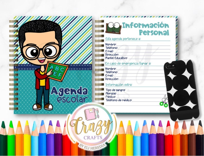 MC Agenda Meryta Boy media carta / agenda colorida / agenda para ...