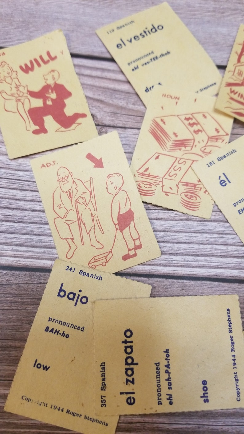 Tarjetas didácticas de vocabulario en español vintage de Roger - Etsy ...