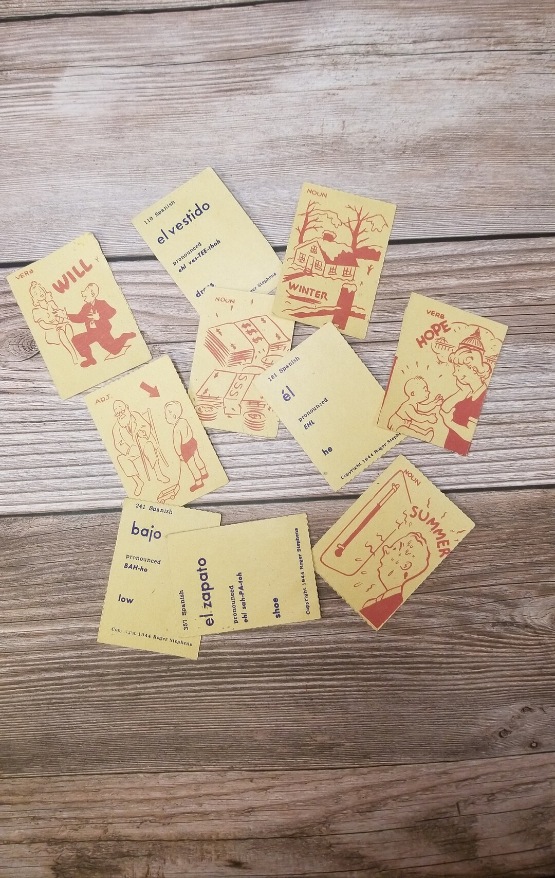 Tarjetas didácticas de vocabulario en español vintage de Roger - Etsy ...