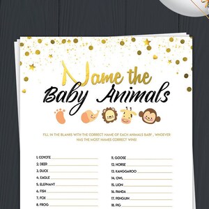Name the Baby Animals Game, Baby Shower Games, Woodland Forest Animal ...