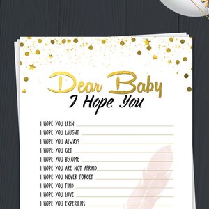 Wishes for Baby, Dear Baby Shower, Wishes for Baby Card, Printable ...