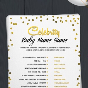 Celebrity Name Baby Shower Game Printable, Celebrity Match Game ...