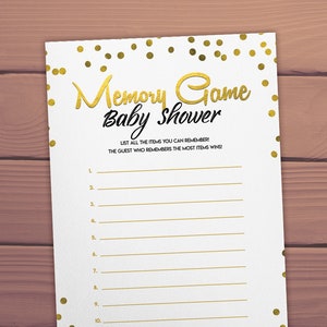 Memory Dame Baby Shower Printable, Baby Shower Activity, Baby Shower ...